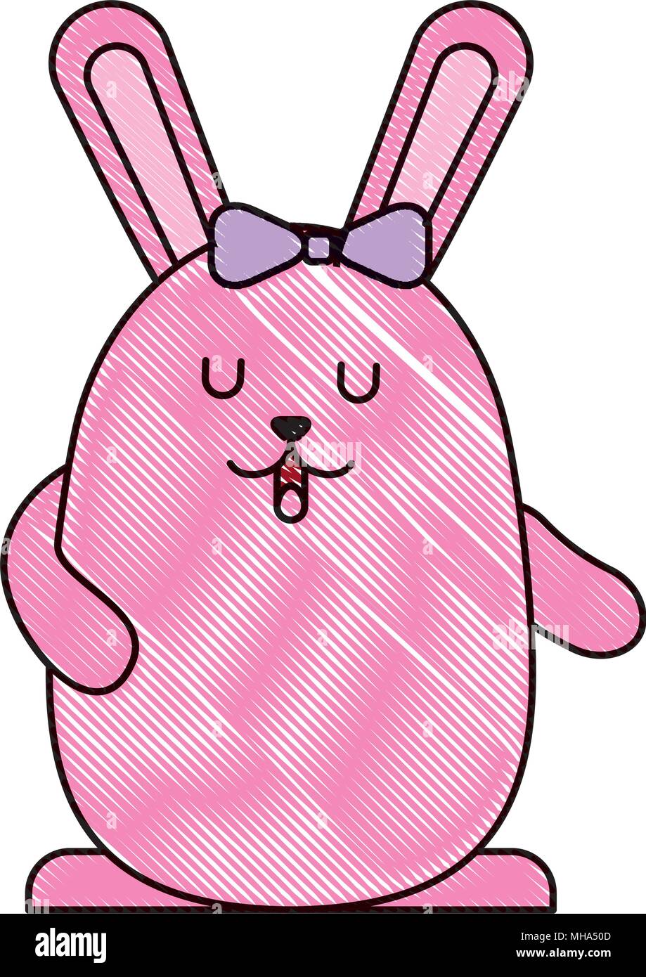 cute female rabbit with bow kawaii character vector illustration design ...