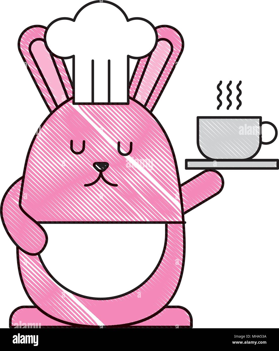 cute rabbit chef kawaii character vector illustration design Stock ...