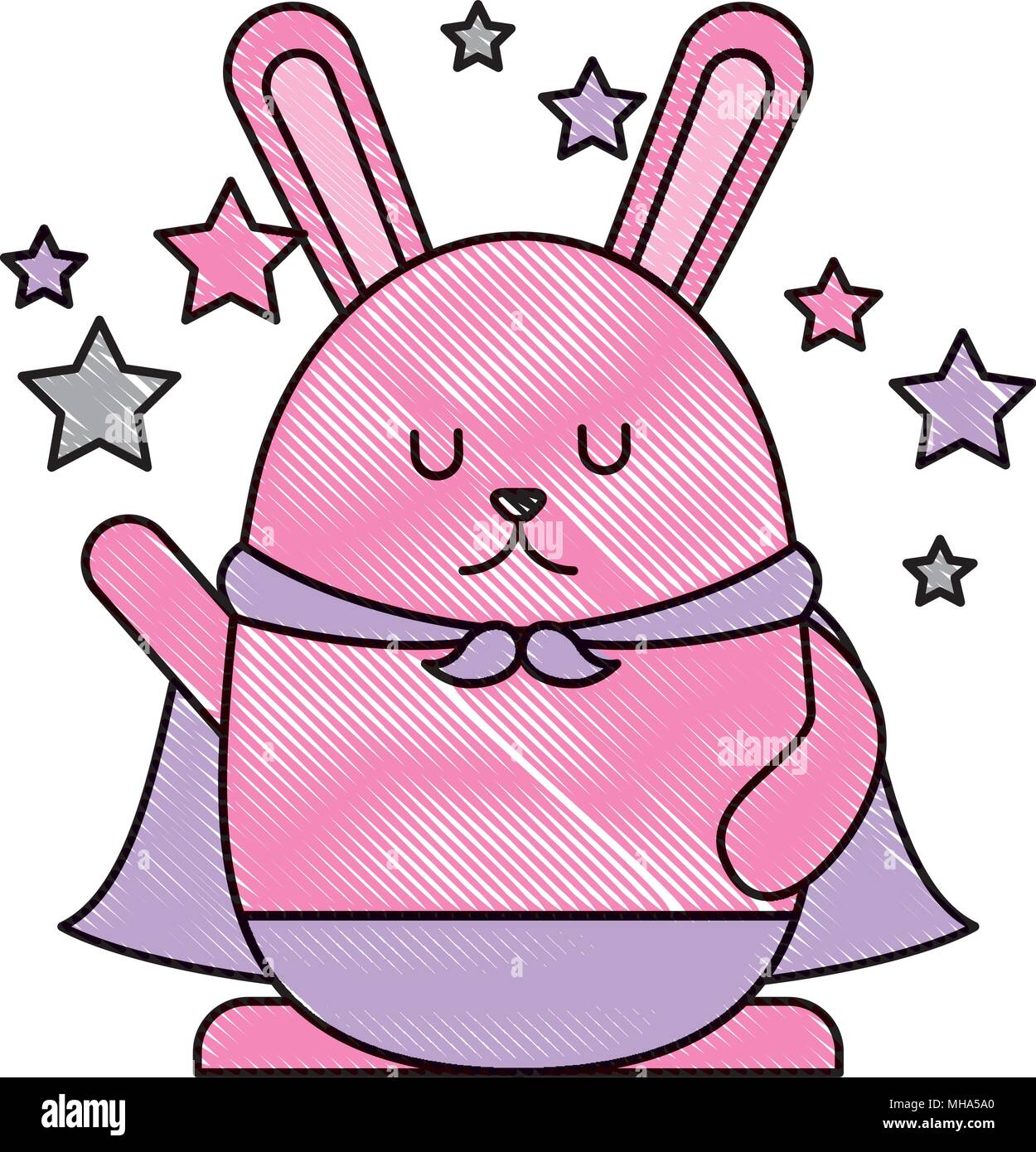 cute rabbit with cloak and stars kawaii character vector illustration ...