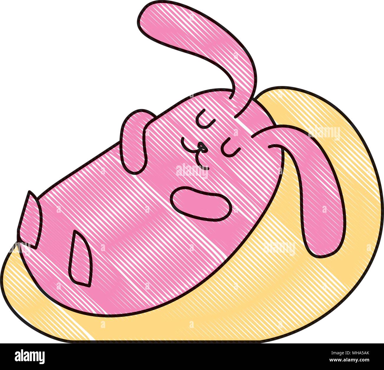 cute rabbit sleeping kawaii character vector illustration design Stock ...