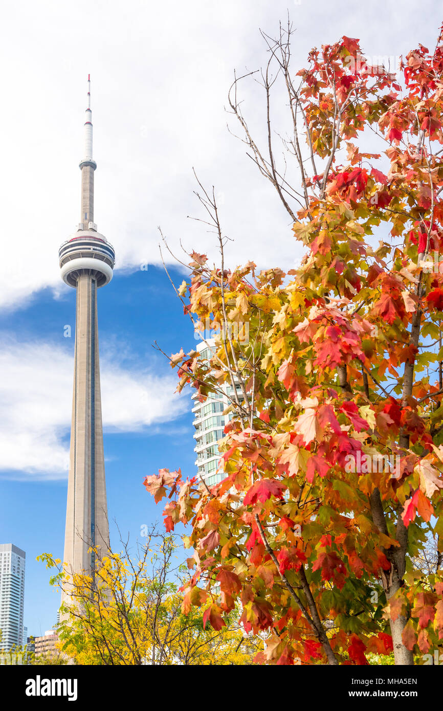 Toronto skyline at sunset in Ontario, Canada. North America Stock Photo ...