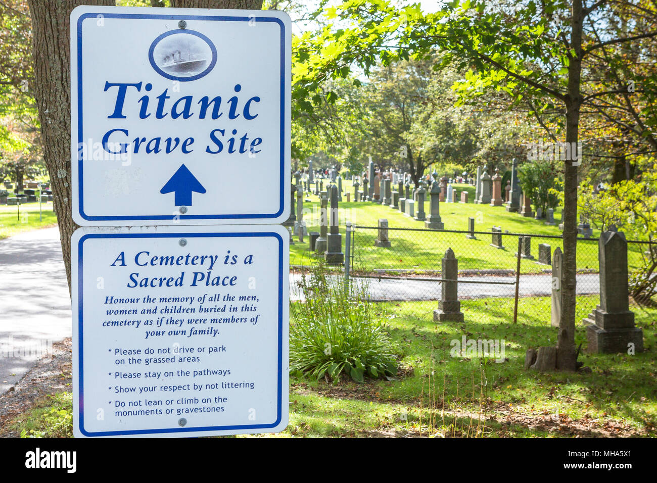 Titanic Cemetery. Place in the city of Halifax in Canada where the ...