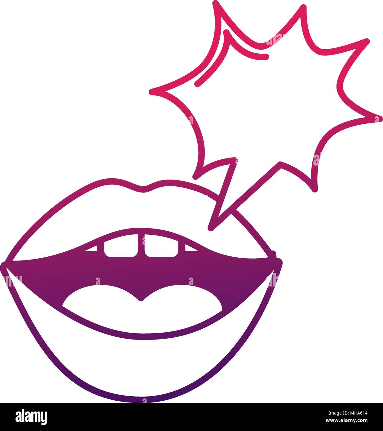 mouth lips explosion speech bubble pop art vector illustration degraded ...