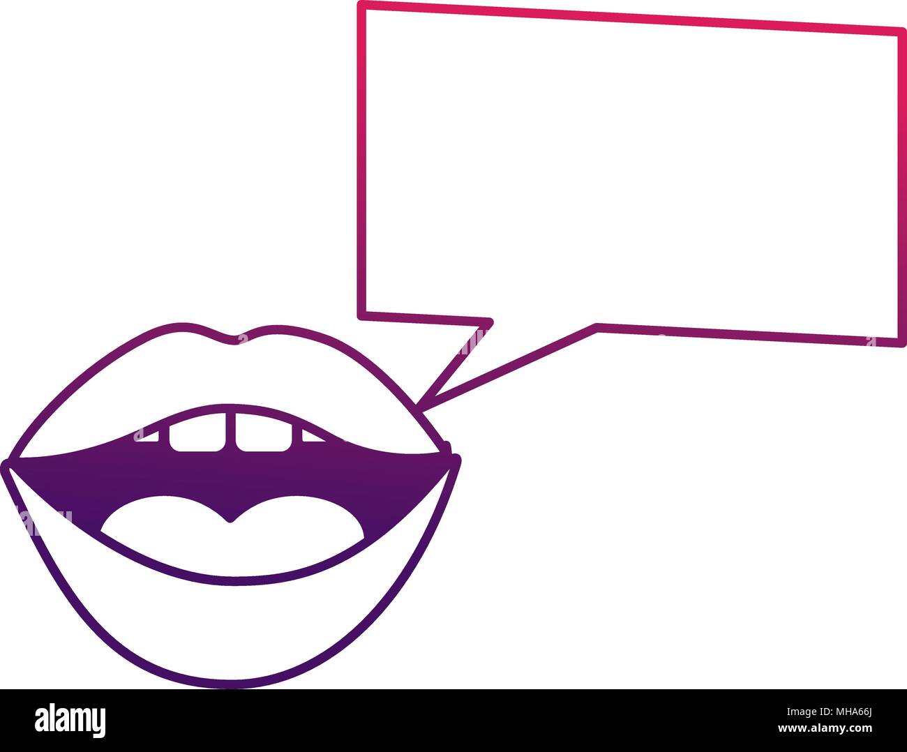 woman mouth square speech bubble pop art vector illustration degraded ...