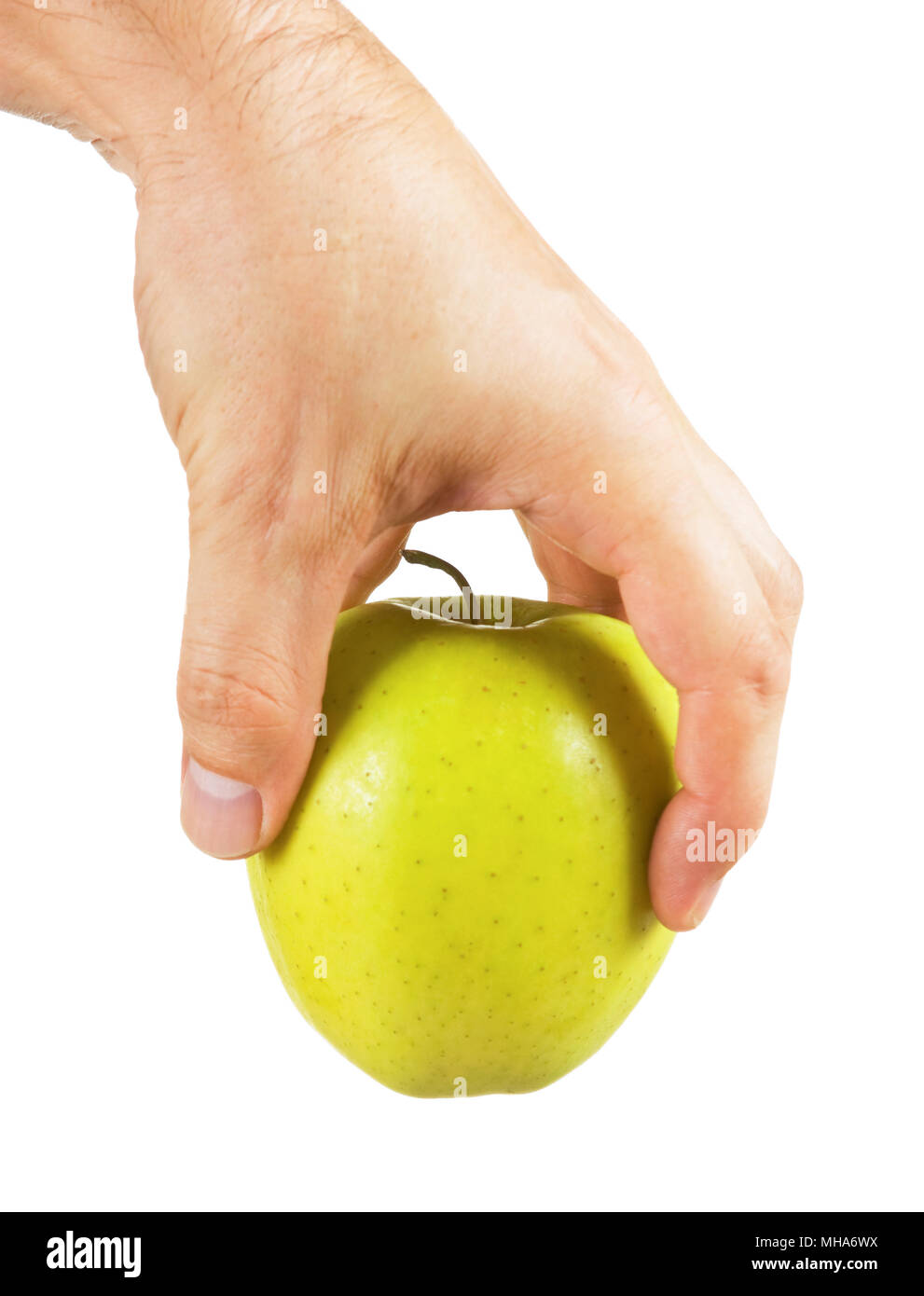 apple in the hand isolated on white background Stock Photo - Alamy