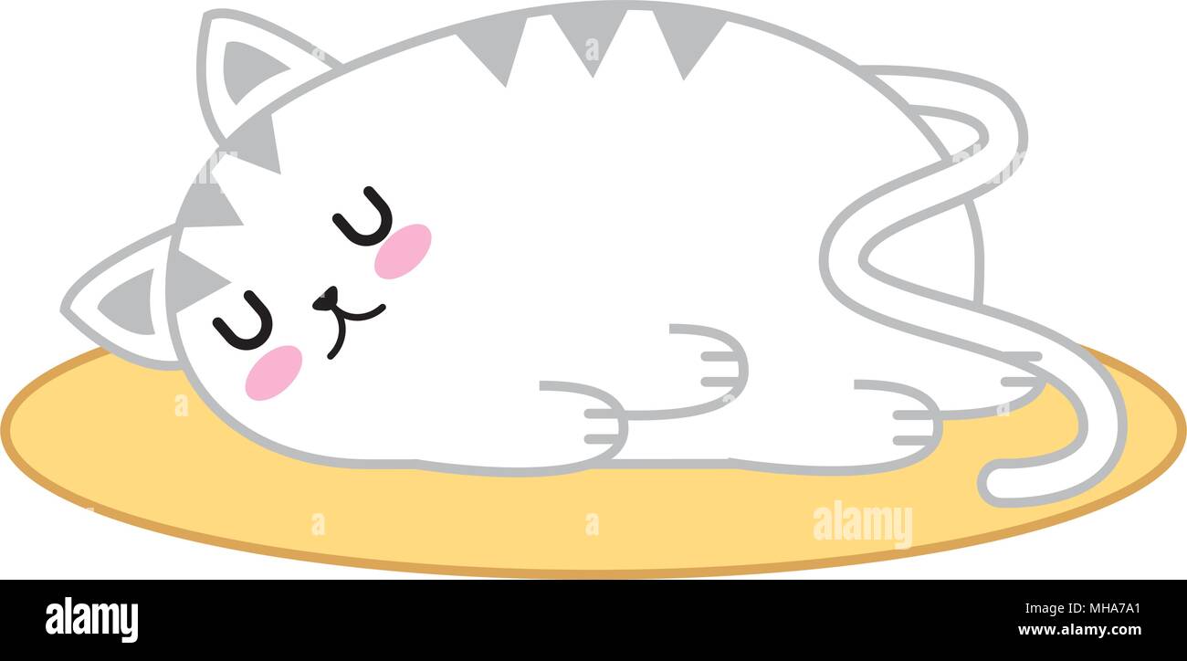 cute cat sleeping kawaii character vector illustration design Stock ...