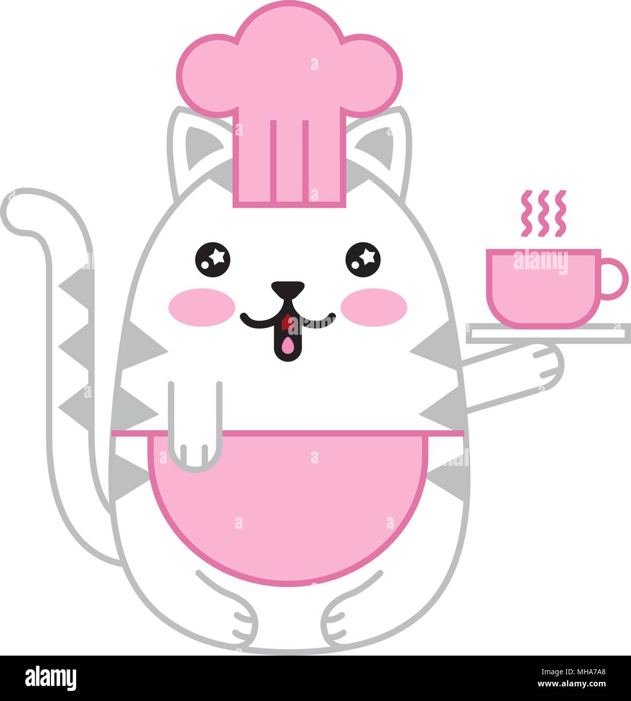 cute cat chef kawaii character vector illustration design Stock Vector ...