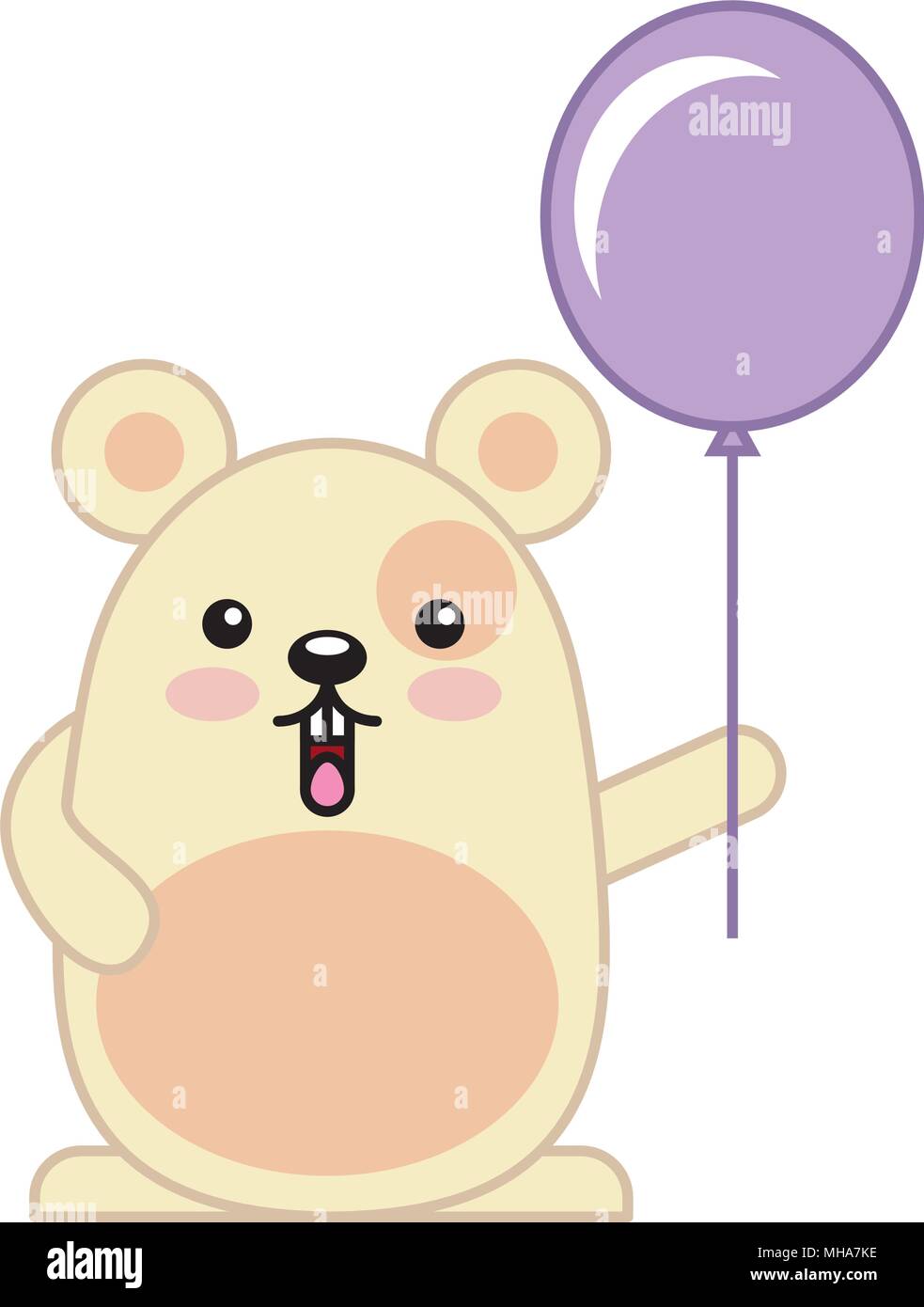 cute hamster with helium balloon kawaii character vector illustration ...