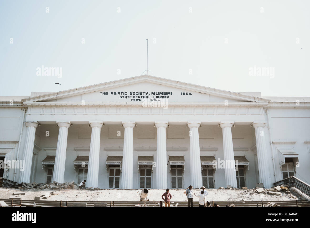 The Asiatic Society building, white with columns, in Mumbai, India ...