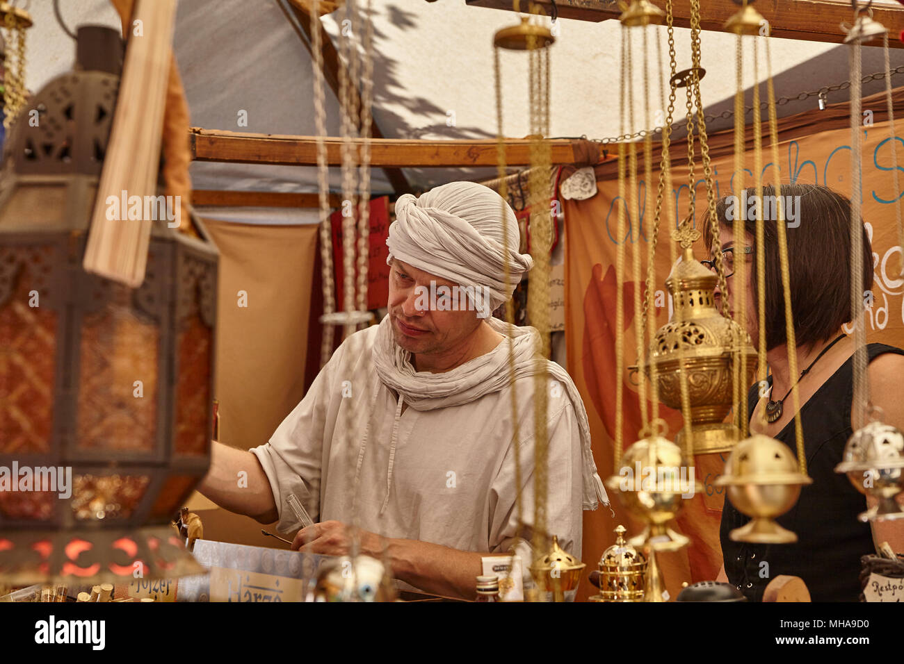 Medieval Dealer Selling Incense and Myrrh with Ornaments in the ...