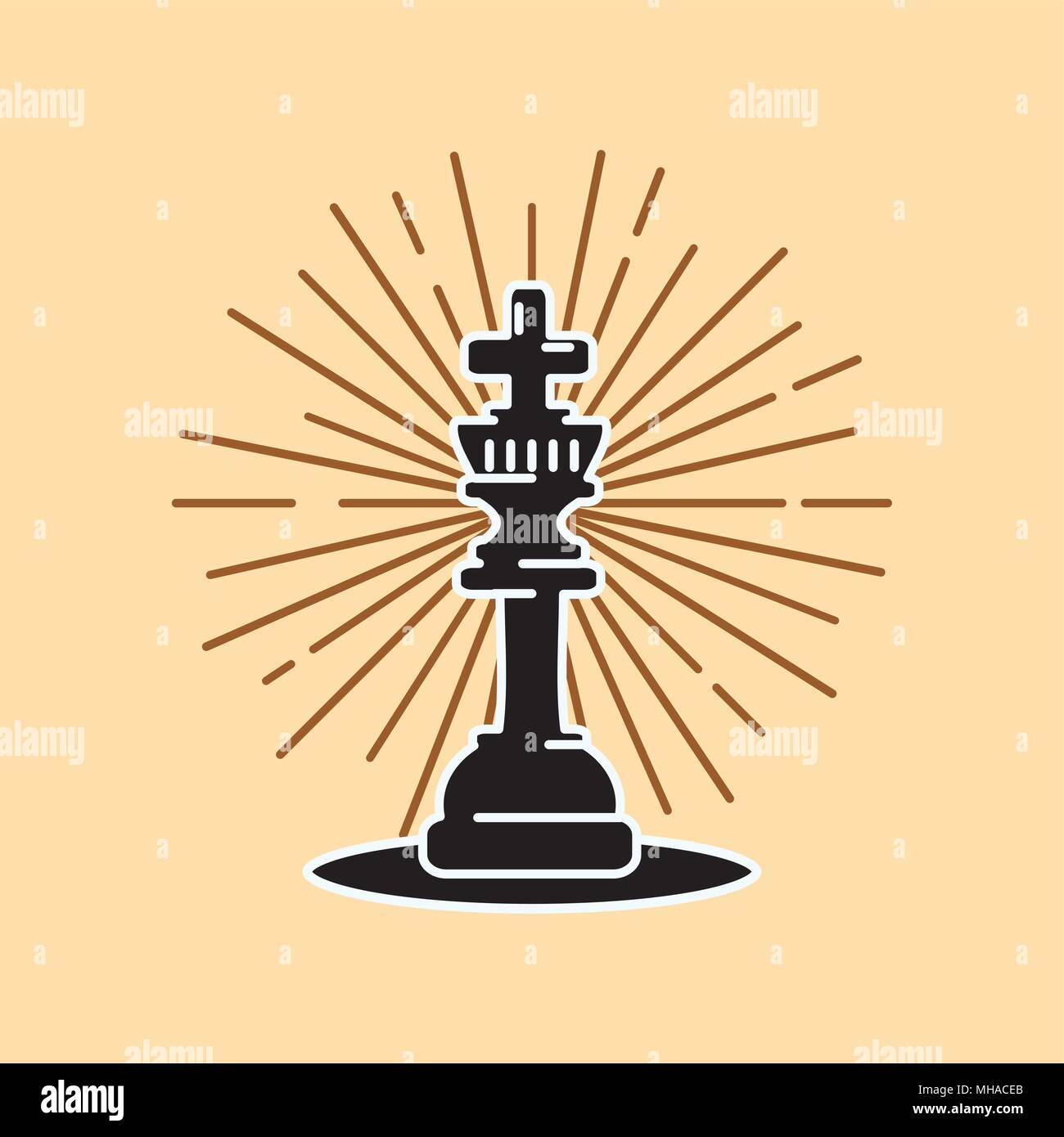 king piece over yellow background, colorful line design, vector ...