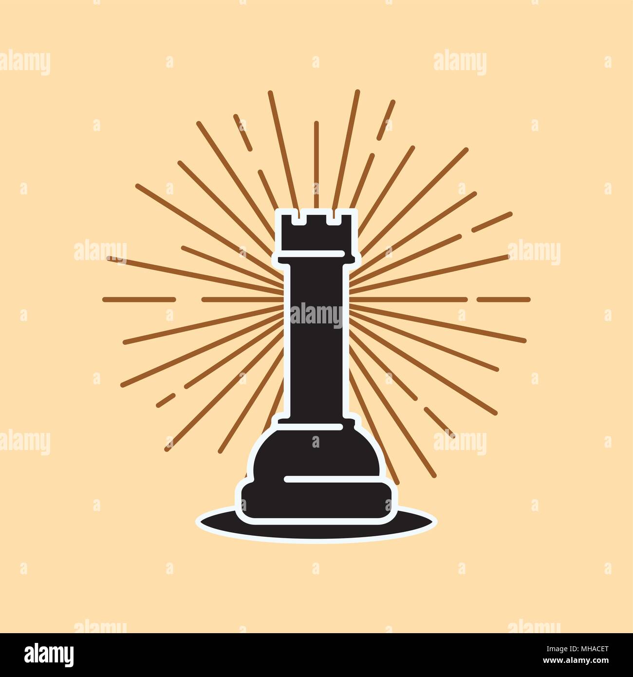 rook piece over yellow background, colorful line design, vector ...