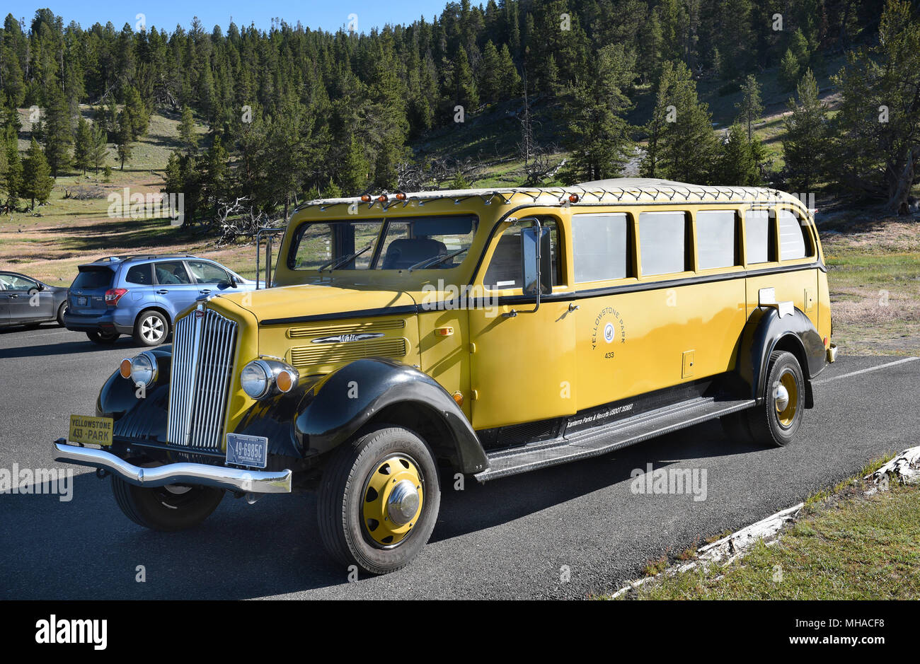 YELLOWSTONE NATIONAL PARK, WYOMING - JUNE 26, 2017: A Historic Yellow ...