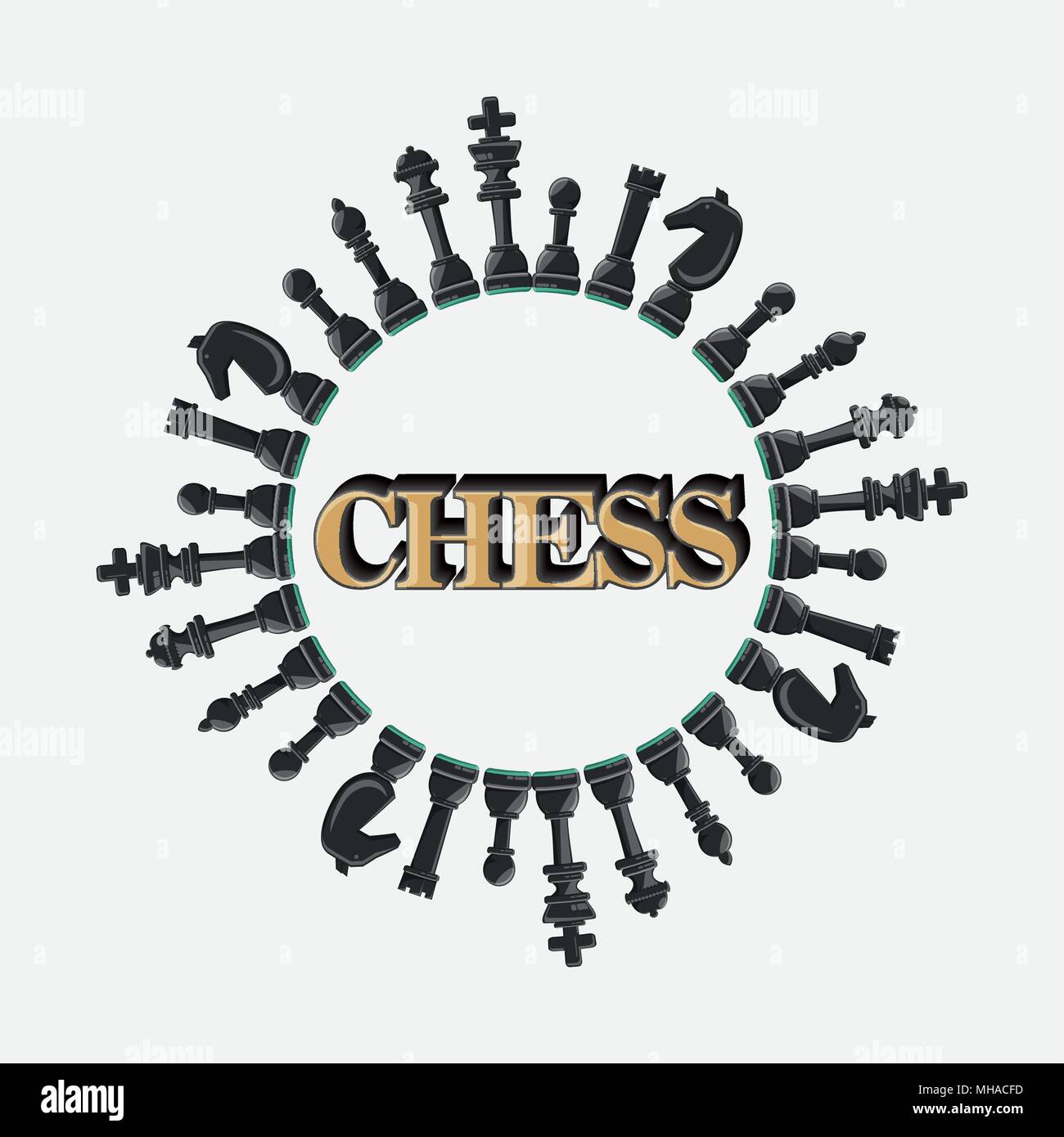chess pieces in circular shape over white background, colorful design ...