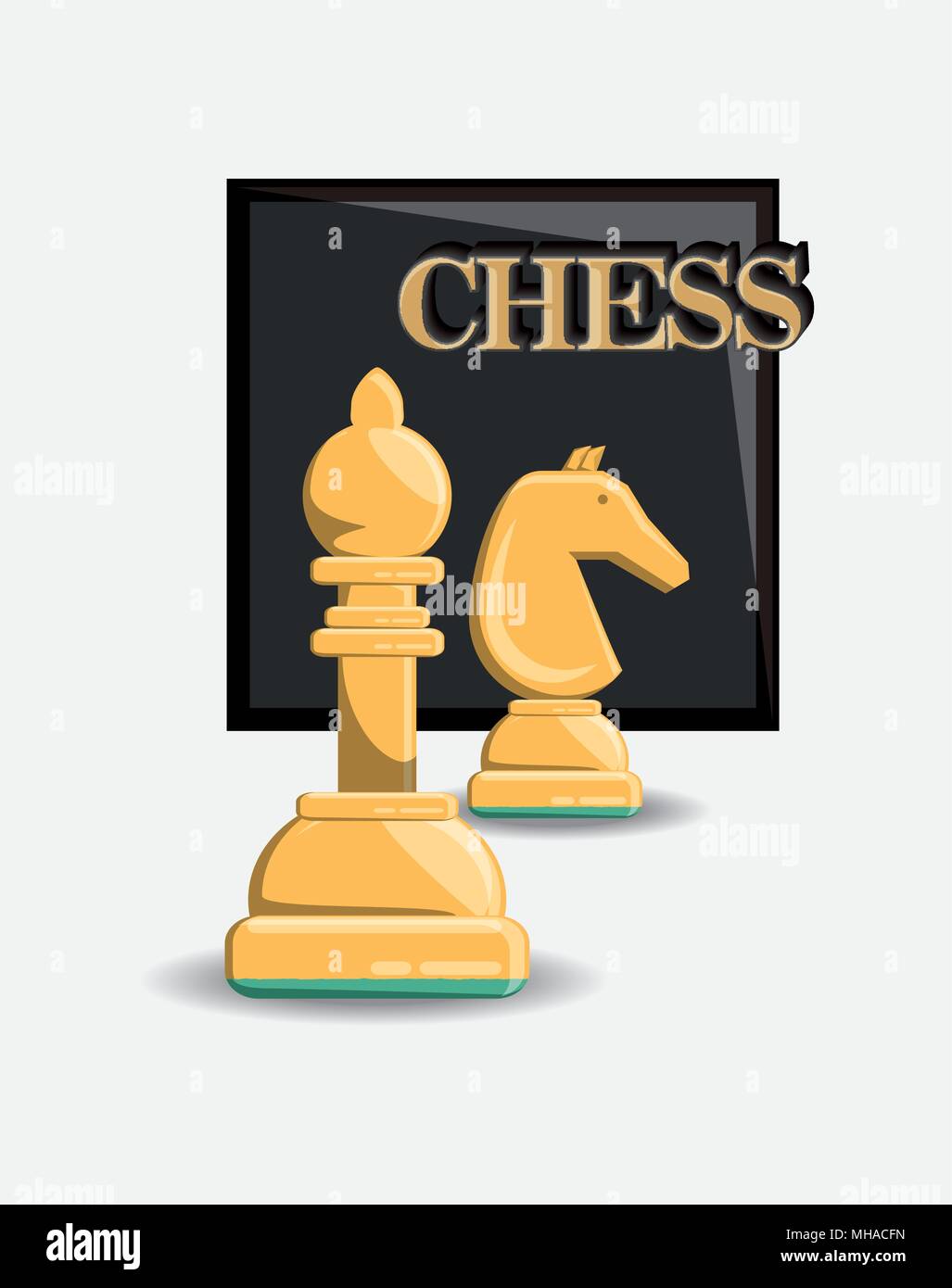 chess game design with bishop and knight pieces over white background ...