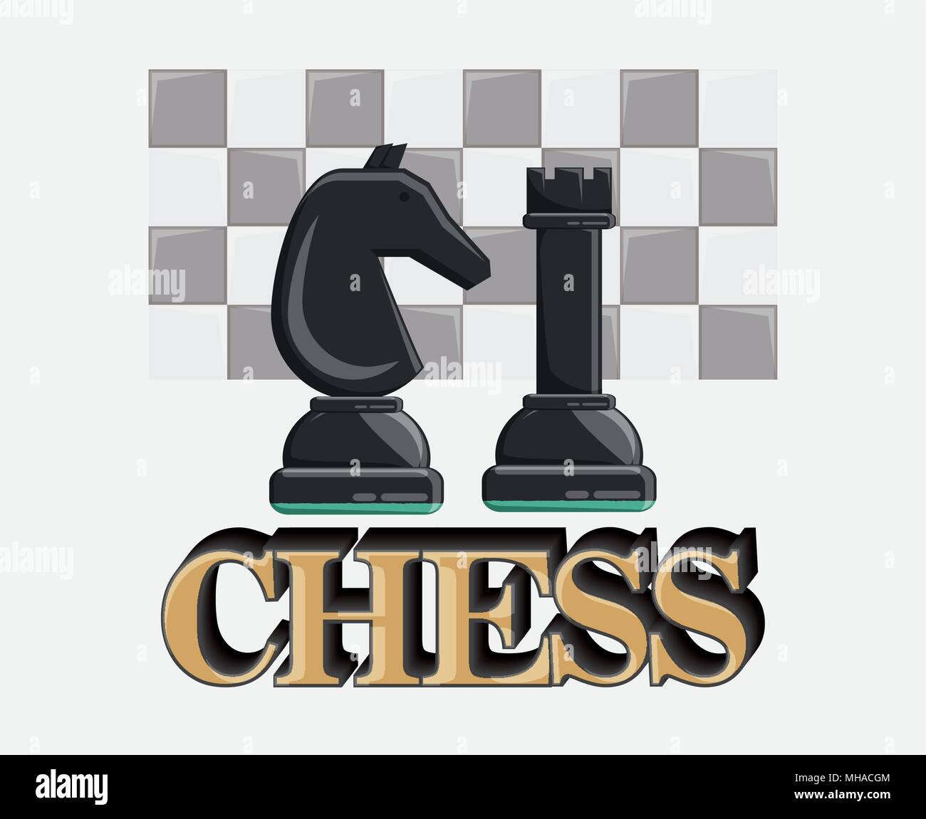 chess game design with knight and rook pieces over white background ...