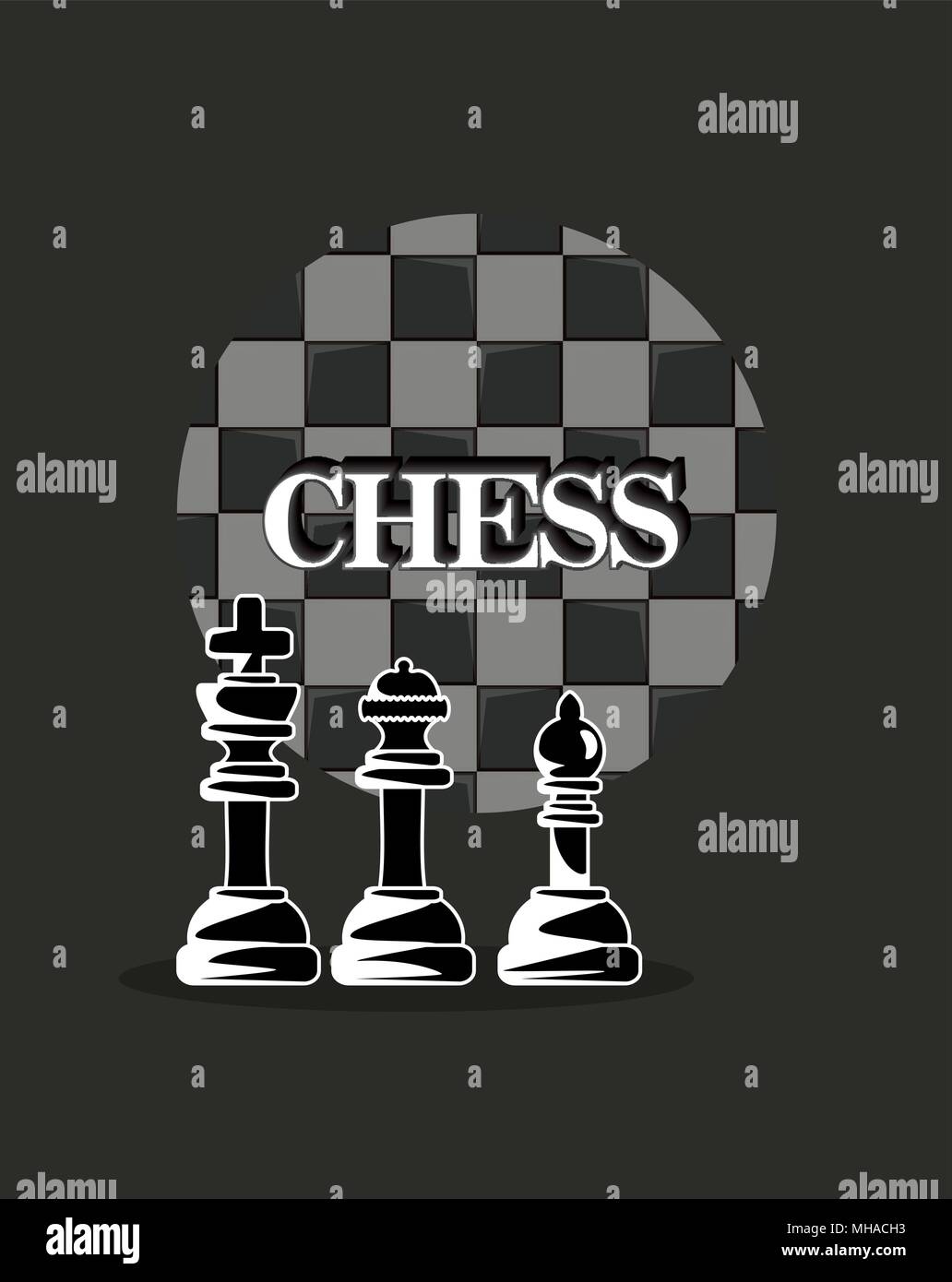 chess game design with king and pieces over black background, vector ...