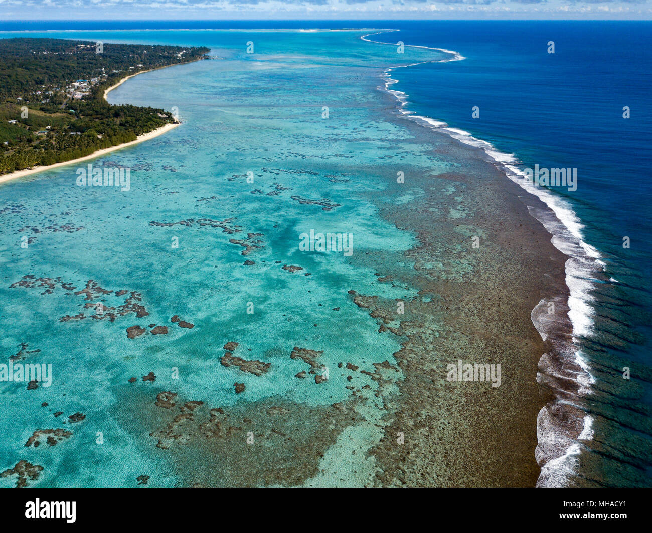 Polynesia Cook Islands tropical paradise aerial view panorama landscape ...