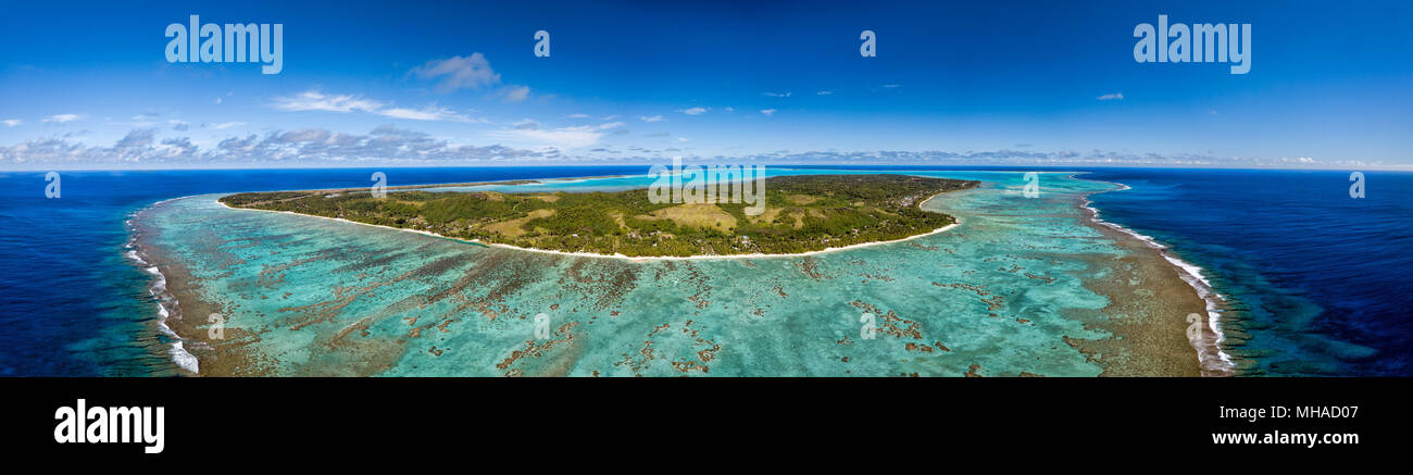 Aitutaki Polynesia Cook Islands aerial view panorama landscape Stock ...