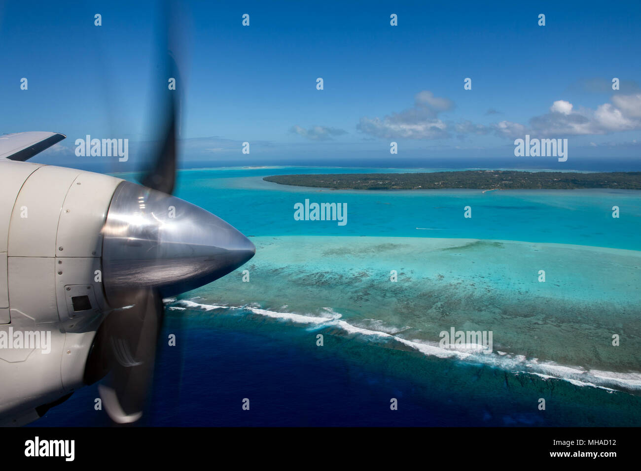 Aitutaki Polynesia Cook Islands aerial view panorama landscape Stock ...