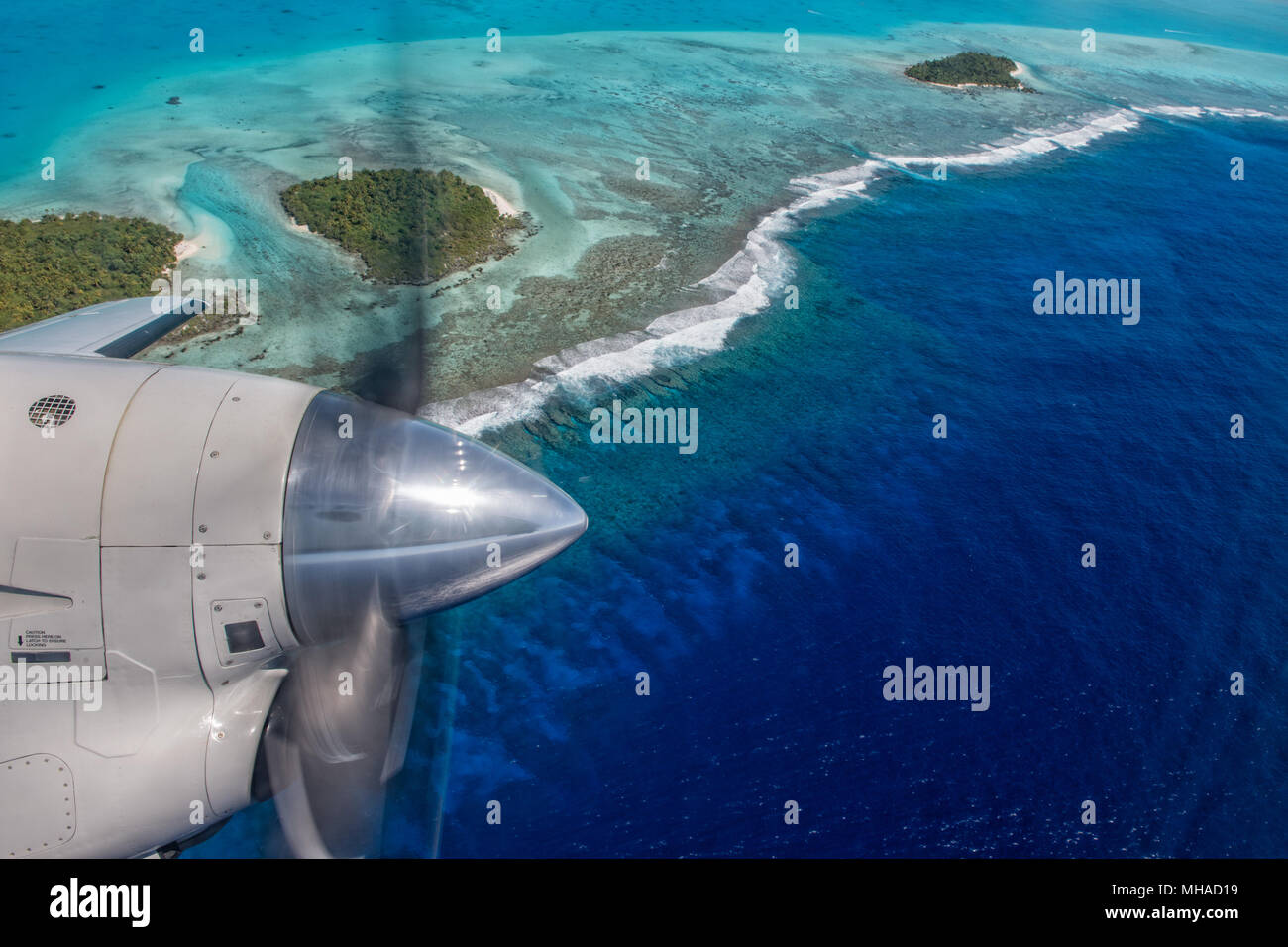 Aitutaki Polynesia Cook Islands aerial view panorama landscape Stock ...