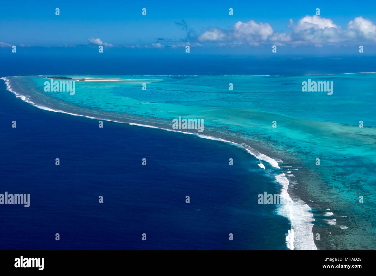 Aitutaki Polynesia Cook Islands aerial view panorama landscape Stock ...