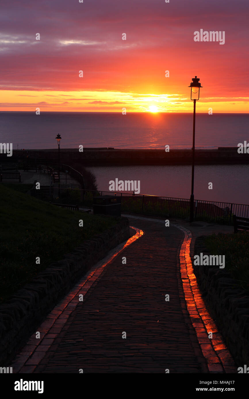 Sunrise in Whitby Stock Photo - Alamy