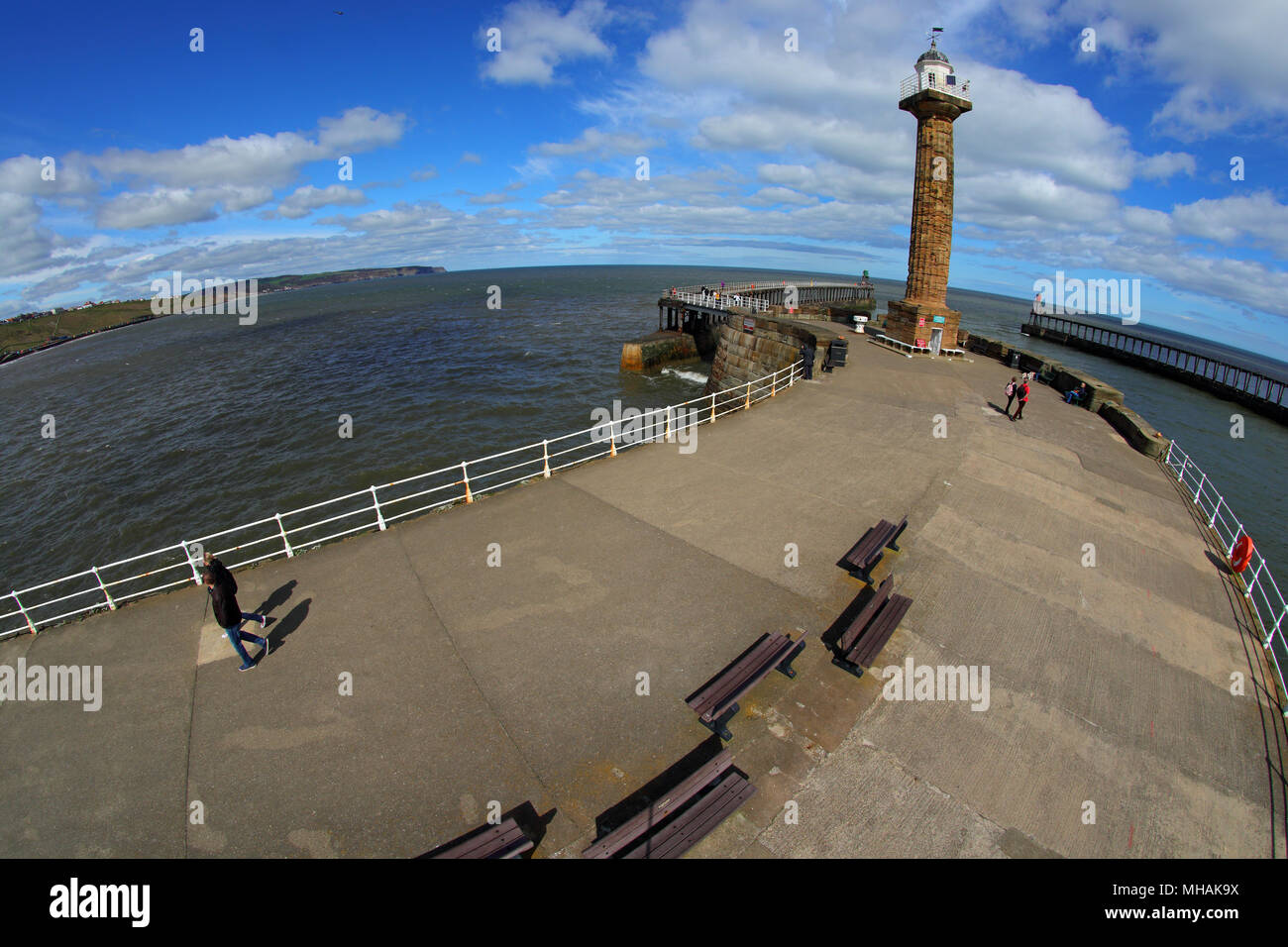 Whitby West Pier Stock Photo - Alamy