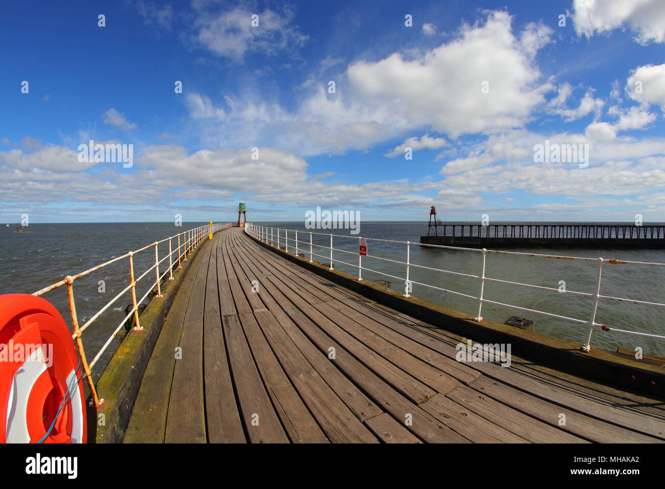 Whitby West Pier Stock Photo - Alamy