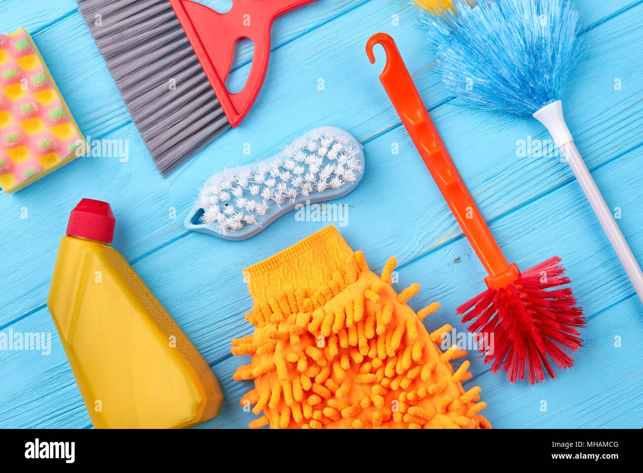 Set of washing and cleaning equipment Stock Photo - Alamy