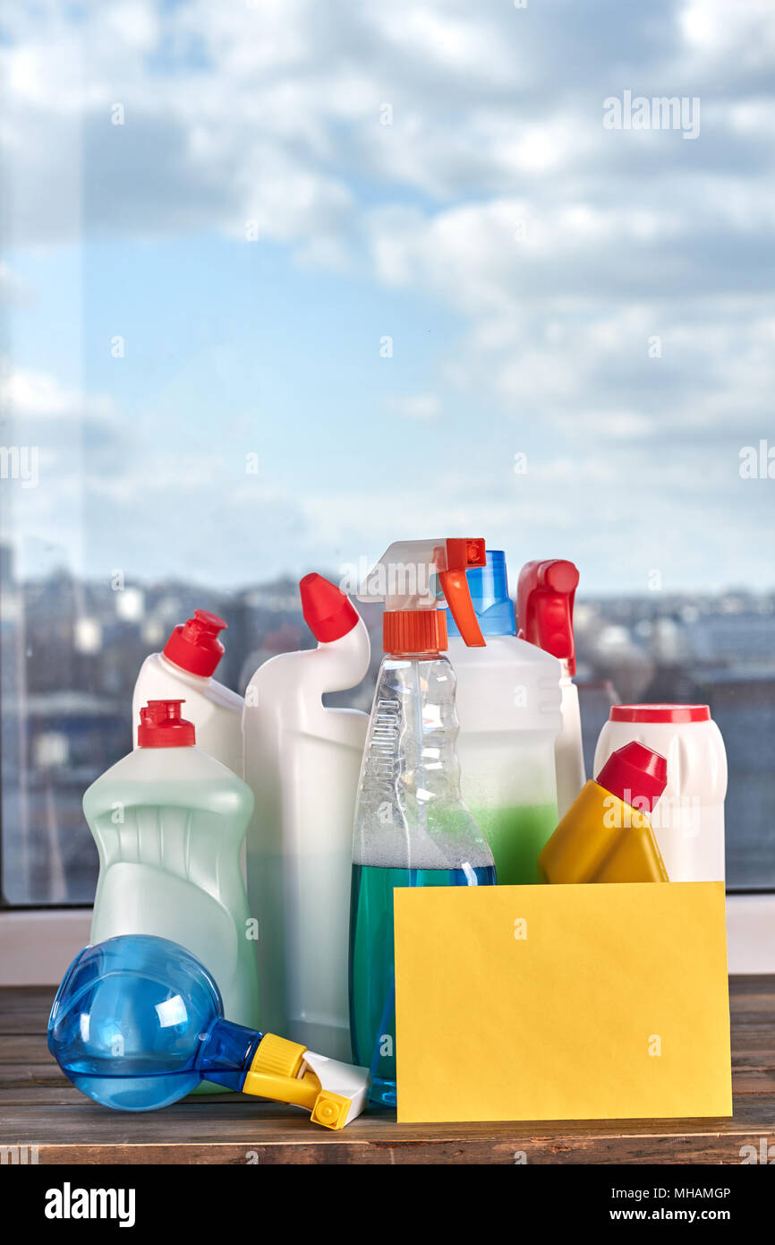 Assorted household cleaning products Stock Photo - Alamy