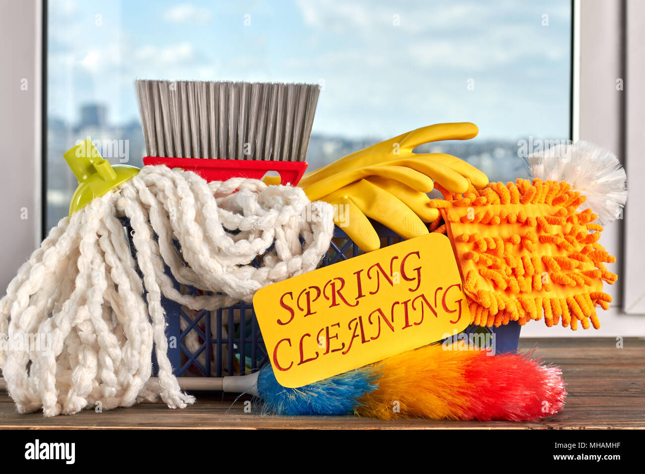 Equipment for house cleaning close up Stock Photo - Alamy