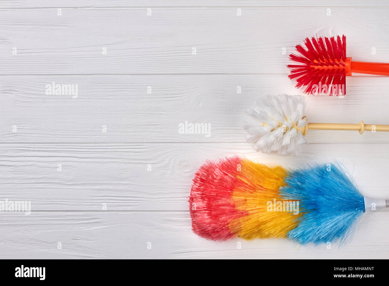 Colorful brushes for house cleaning Stock Photo - Alamy