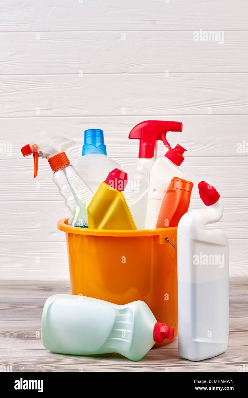 Set of cleaning and sanitation products Stock Photo - Alamy