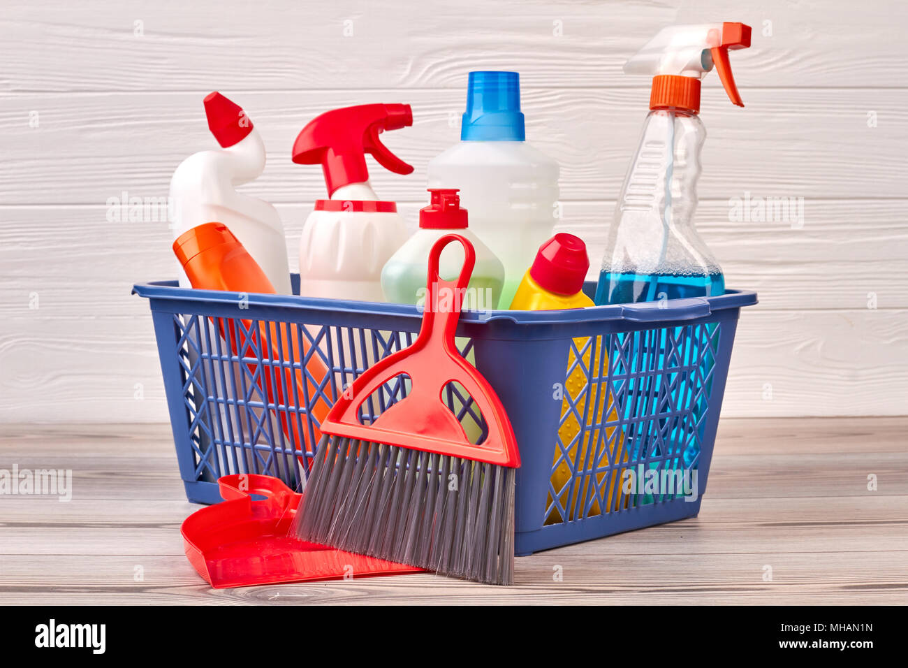 Assotrment of detergents for house cleaning Stock Photo - Alamy