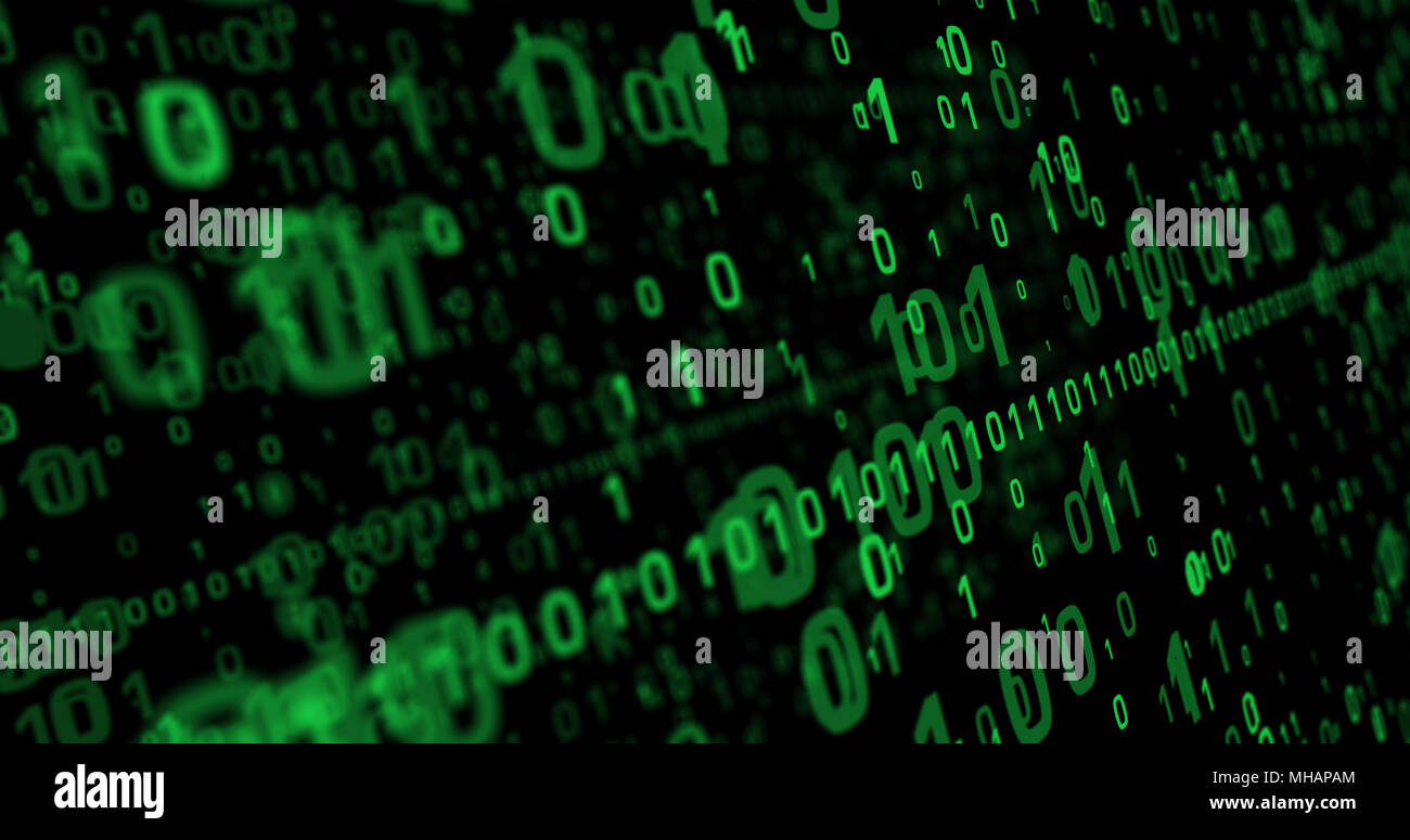 Digital background perfect green. Ones and zeros motive. Dynamic digits ...