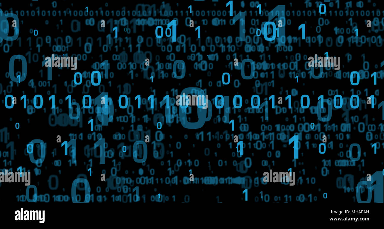 Digital background perfect blue. Ones and zeros motive. Dynamic digits ...