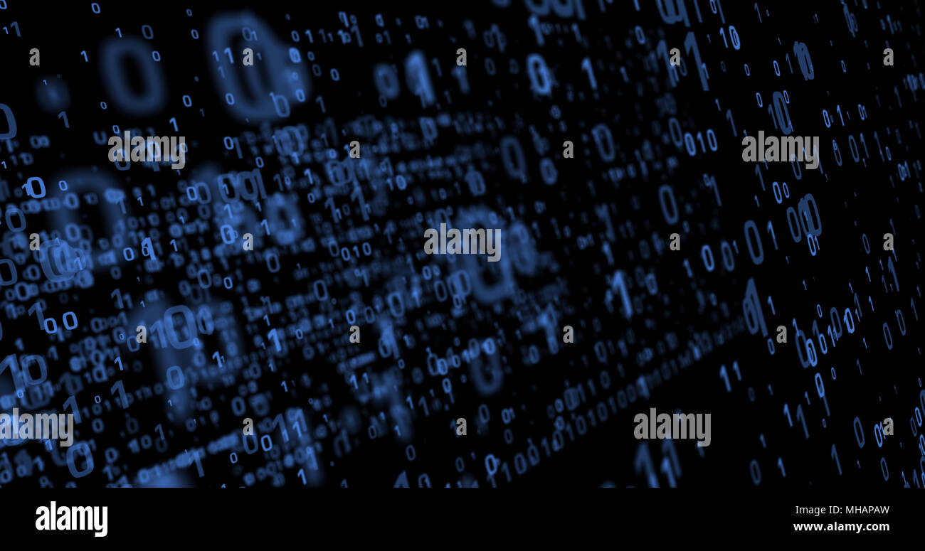 Digital background perfect blue. Ones and zeros motive. Dynamic digits ...