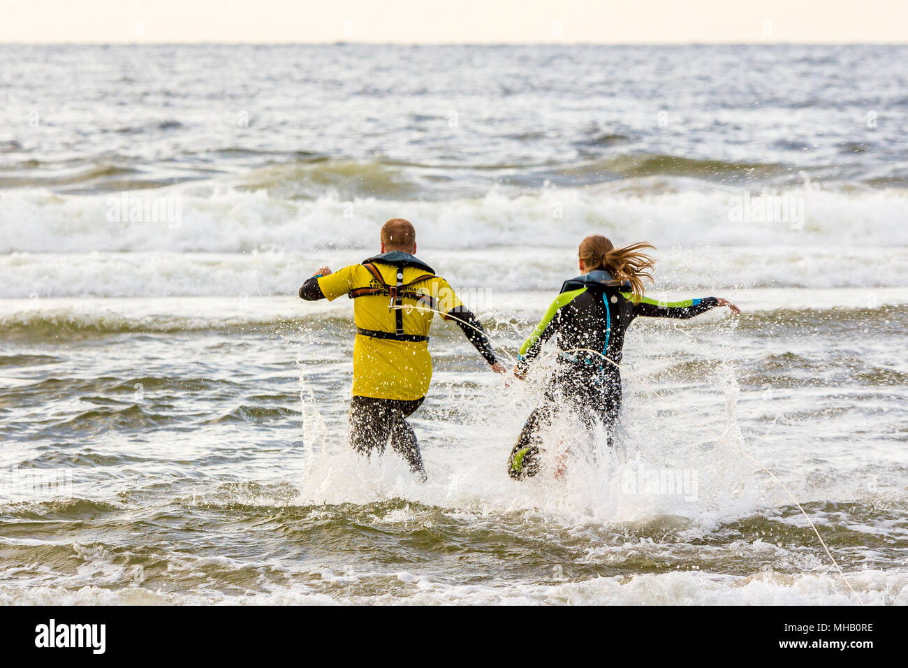 The Hague, the Netherlands - 1 August 2016: Dutch lifeguards conducting ...