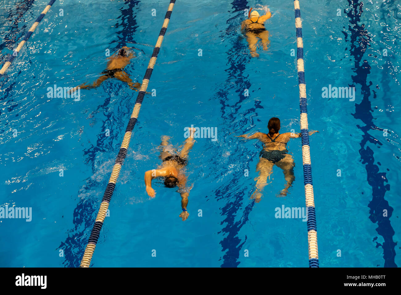 Swimming pool in sport club. Swimming training. Healthy lifestyle ...