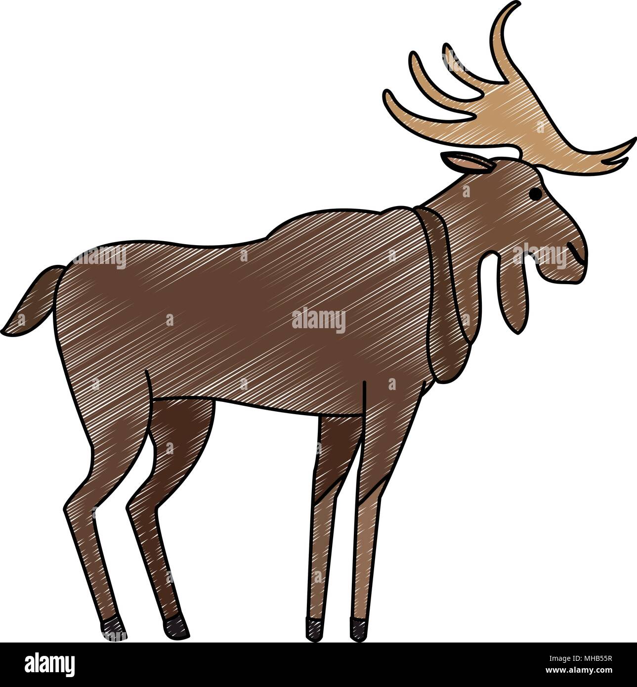 Reindeer wild animal scribble Stock Vector Image & Art - Alamy