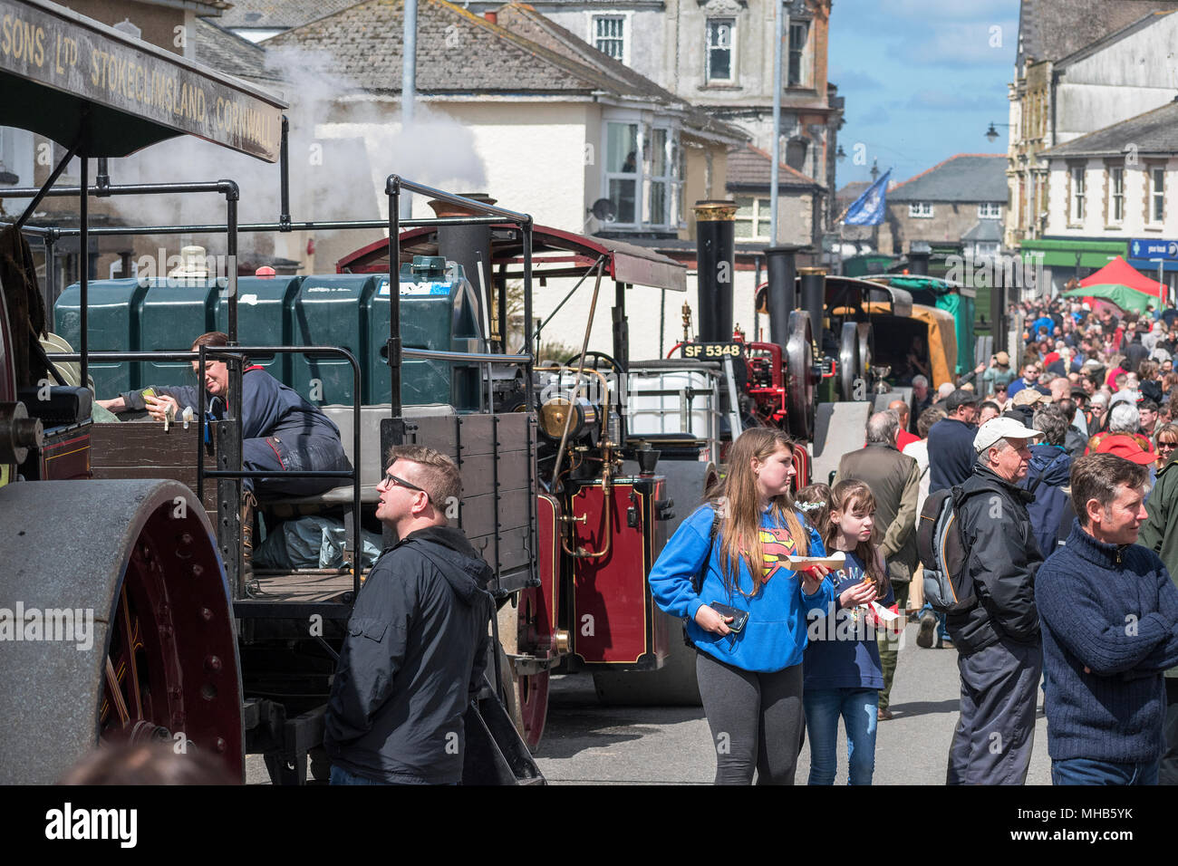 steam engines crowds of people trevithick day, camborne, cornwall ...