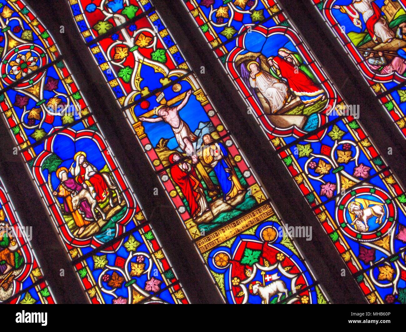 Stained glass window, Hartington Church, Peak district Stock Photo - Alamy