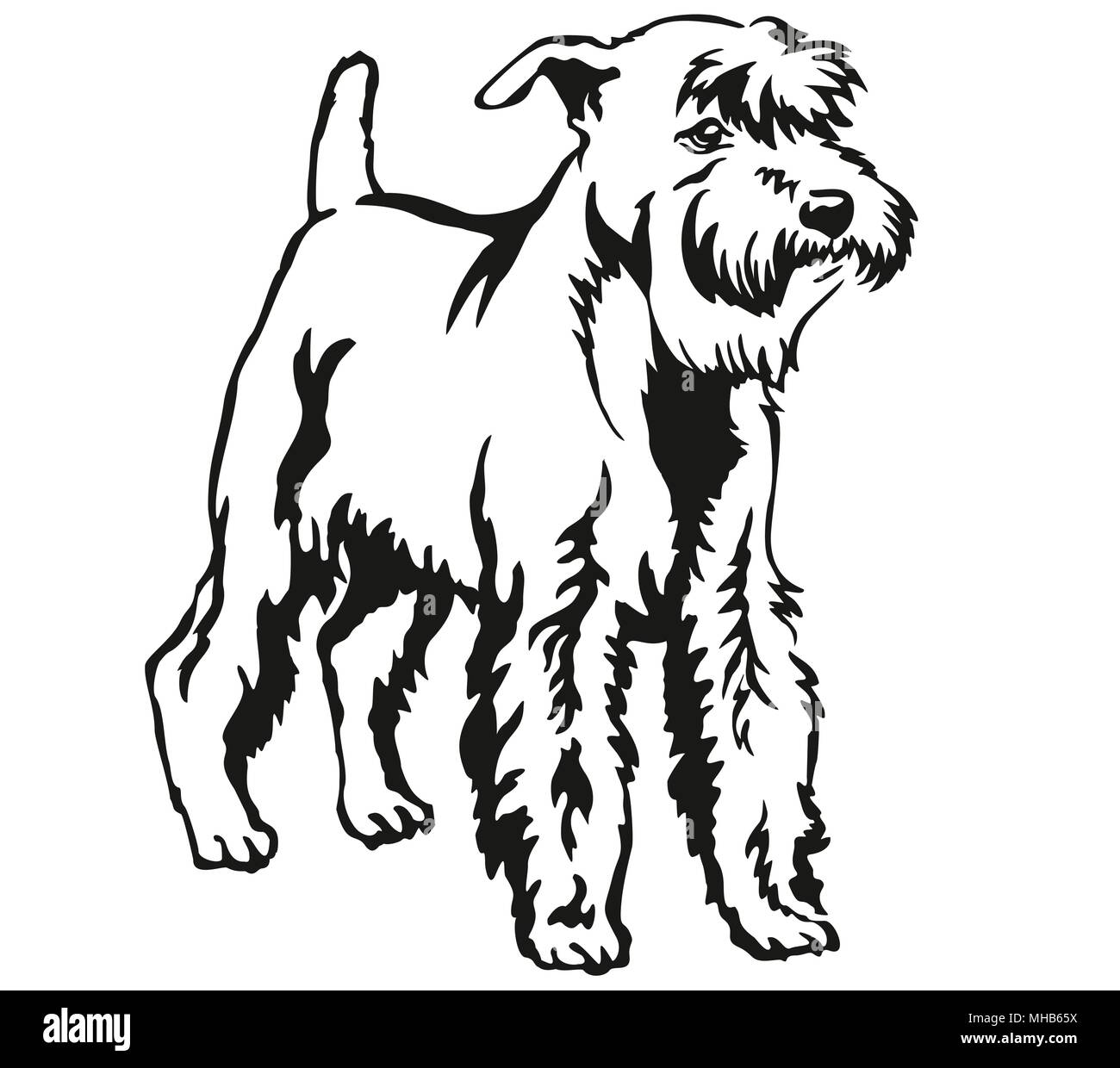 Decorative portrait of standing in profile Miniature Schnauzer, vector ...