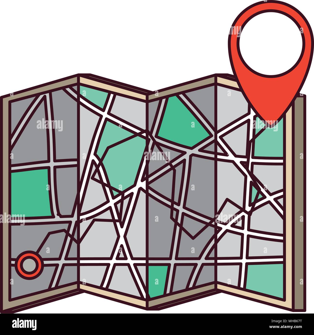 map guide paper with pin location Stock Vector Image & Art - Alamy