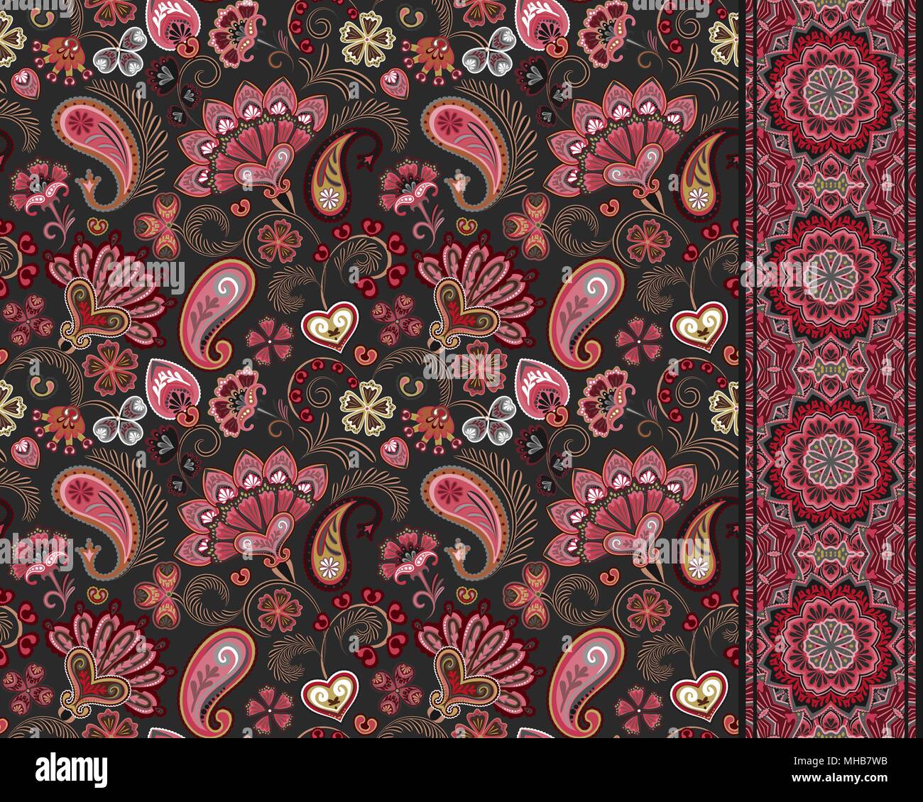 Turkish cucumbers. Oriental motif. Seamless ornament and border for ...