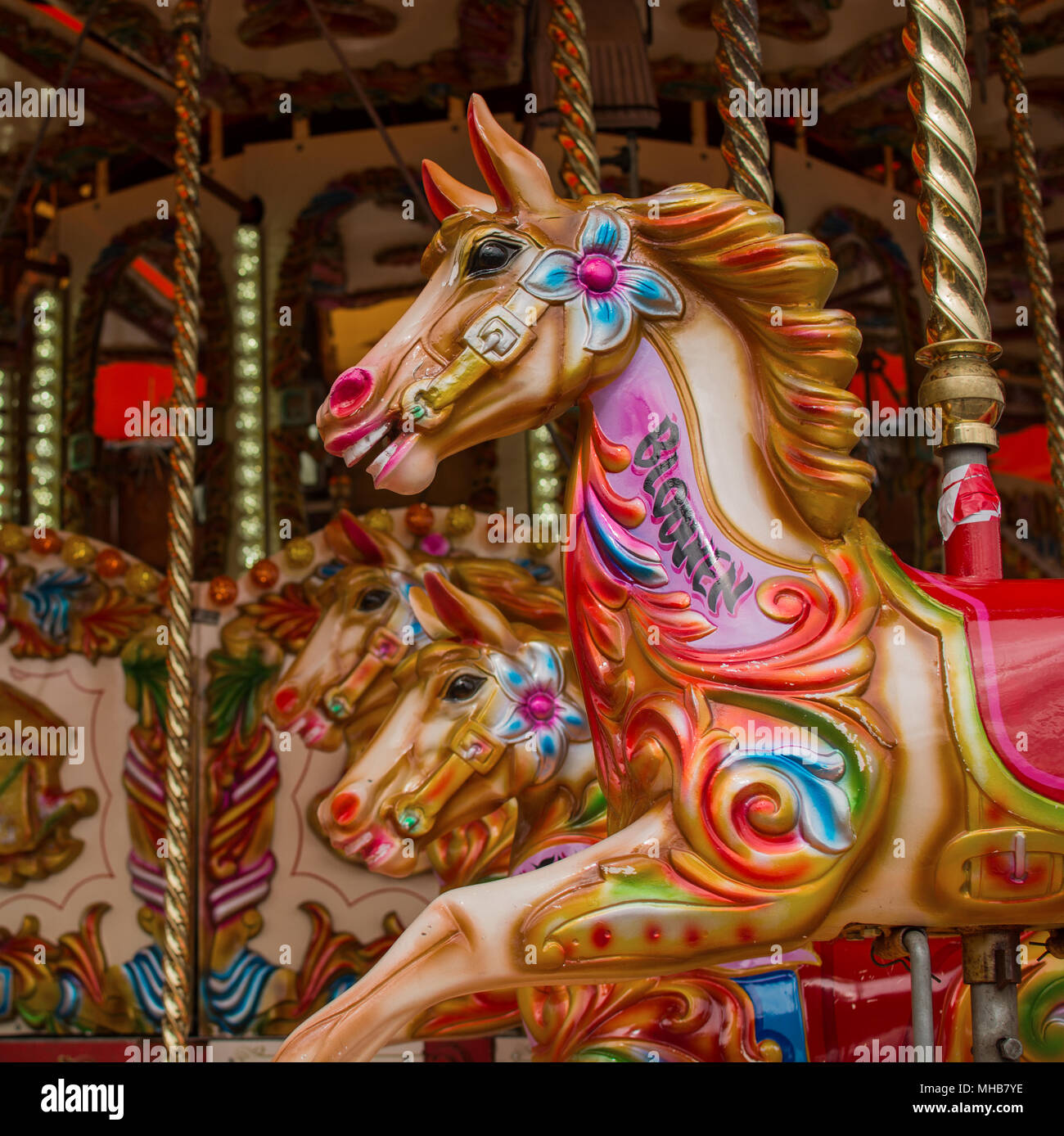 Colorful Carousel Horses Stock Photo - Alamy