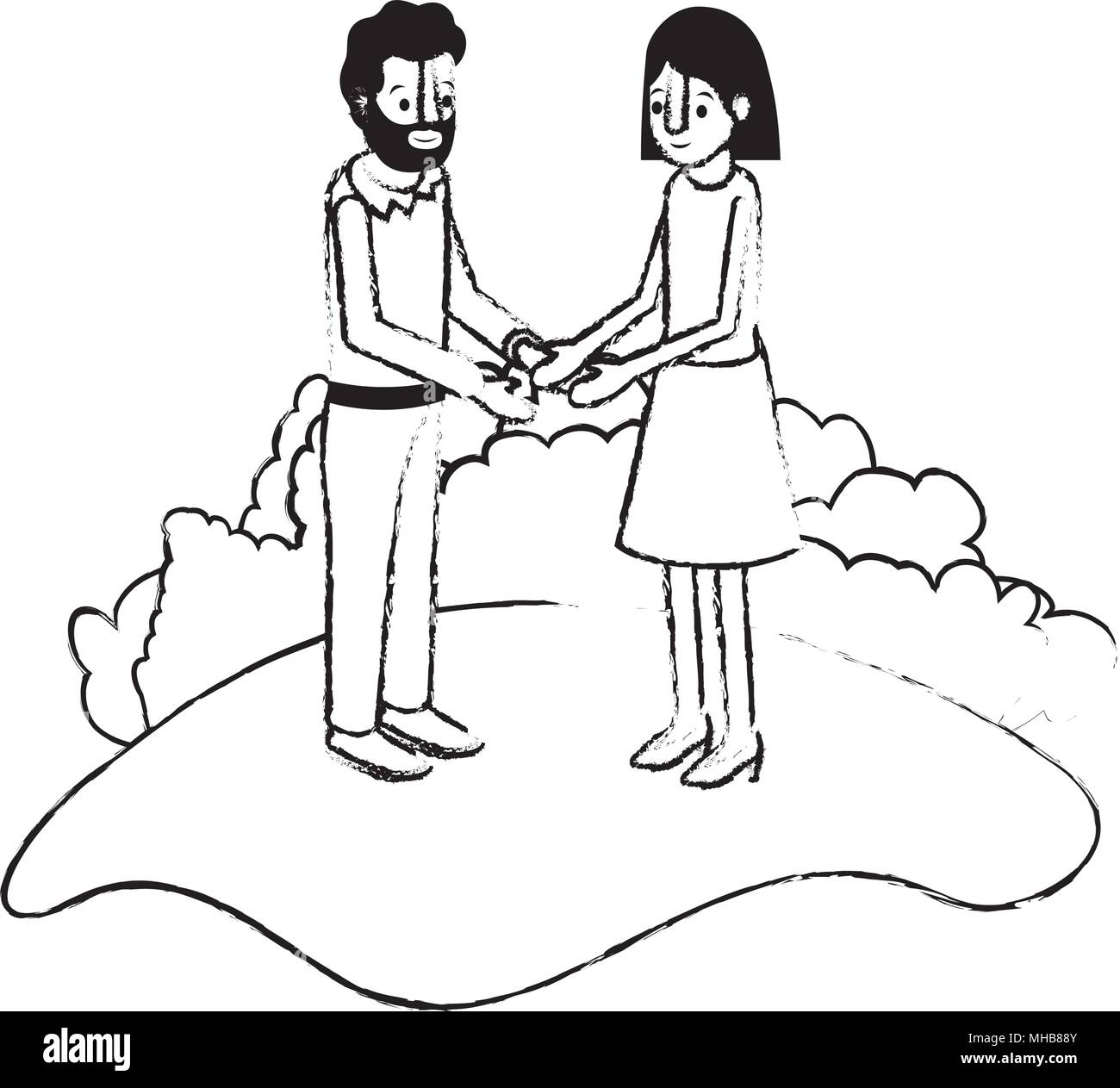 couple isometrics in field landscape avatars characters Stock Vector ...