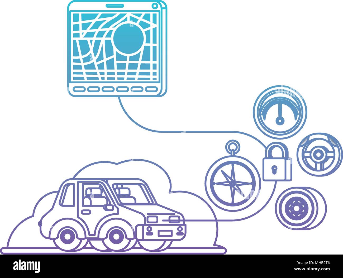 Car gps navigation display Stock Vector Images - Alamy