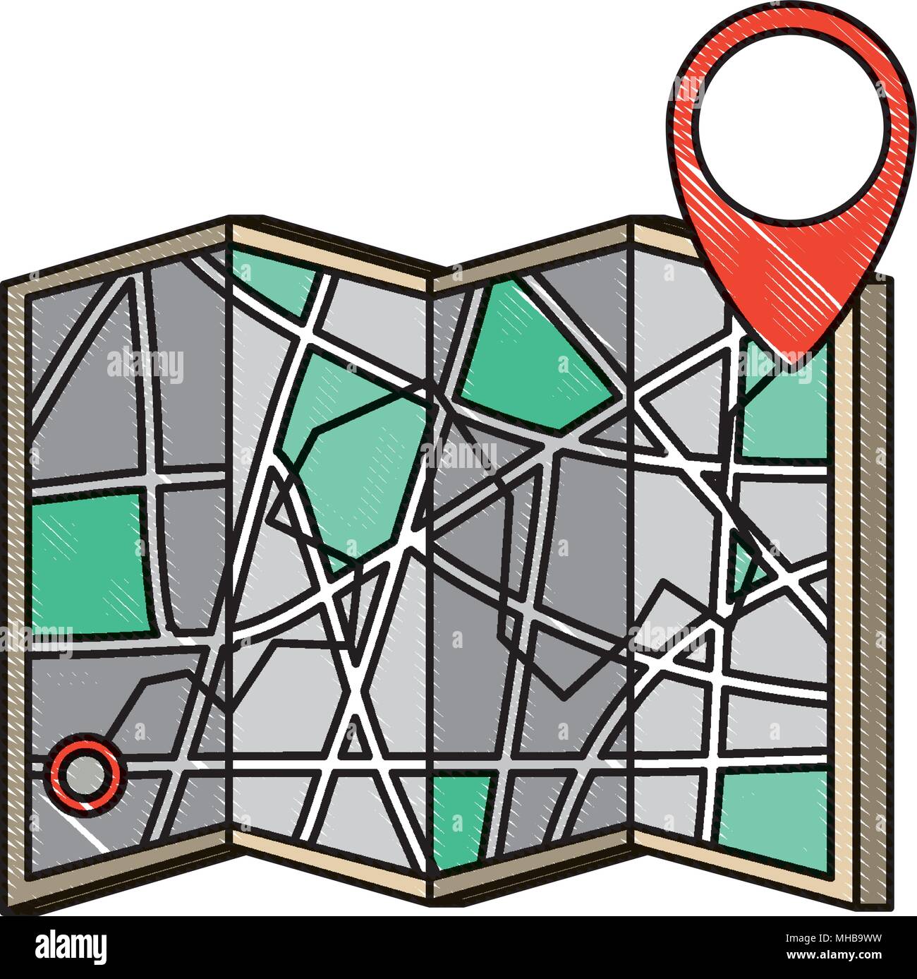 map guide paper with pin location Stock Vector Image & Art - Alamy